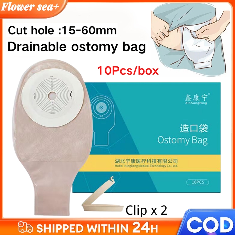 10Pcs Ostomy Bag One-piece System Drainable Colostomy Bag Pouch Stoma ...