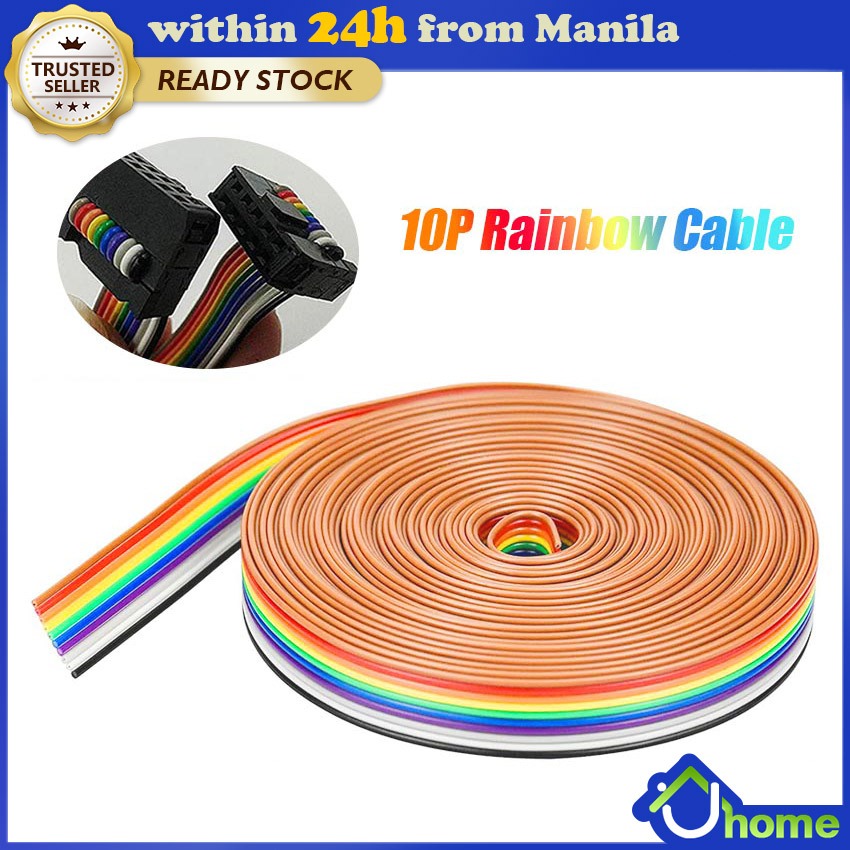 【SOYACAR】5M Ribbon Cable 10WAY Flat Color Rainbow Ribbon Cable Wire ...