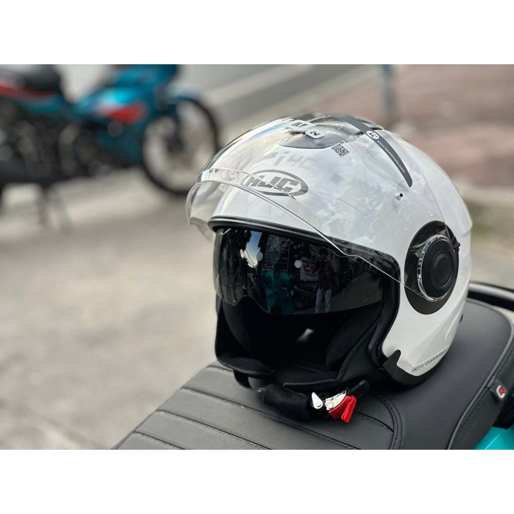 HJC i40-N Mototcycle Half Face Dual Visor Helmet (MATT BLACK, GLOSS ...