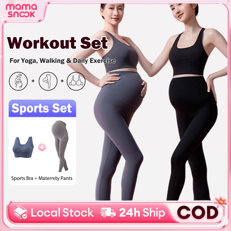 Pregnant Workout Set Breathable Sports Bra+Maternity Yoga Pants for ...