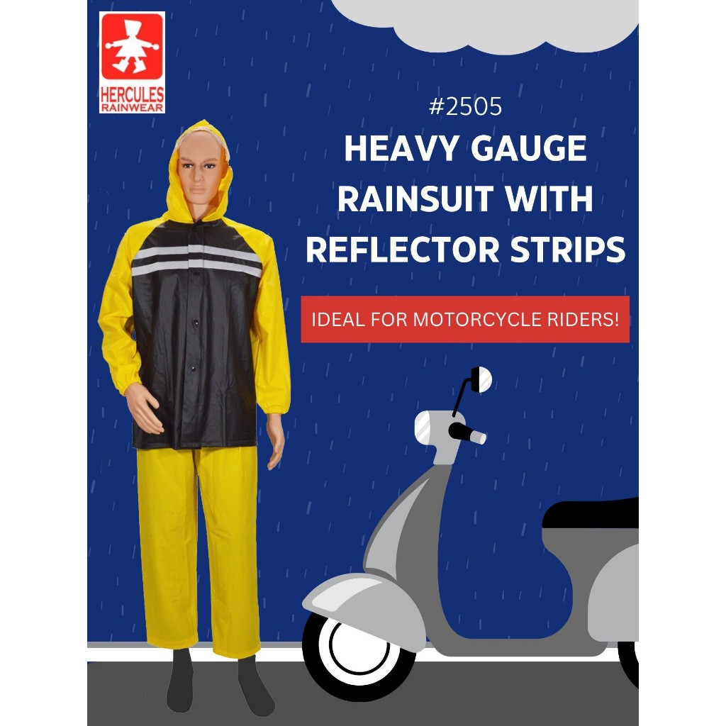 Hercules Hercules #2505 Heavy Gauge Rainsuit Reflectors Raincoat Rain ...