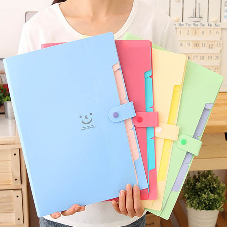 5-Pocket Plastic Expanding File Folders Fine A4-Paper Large Accordion ...