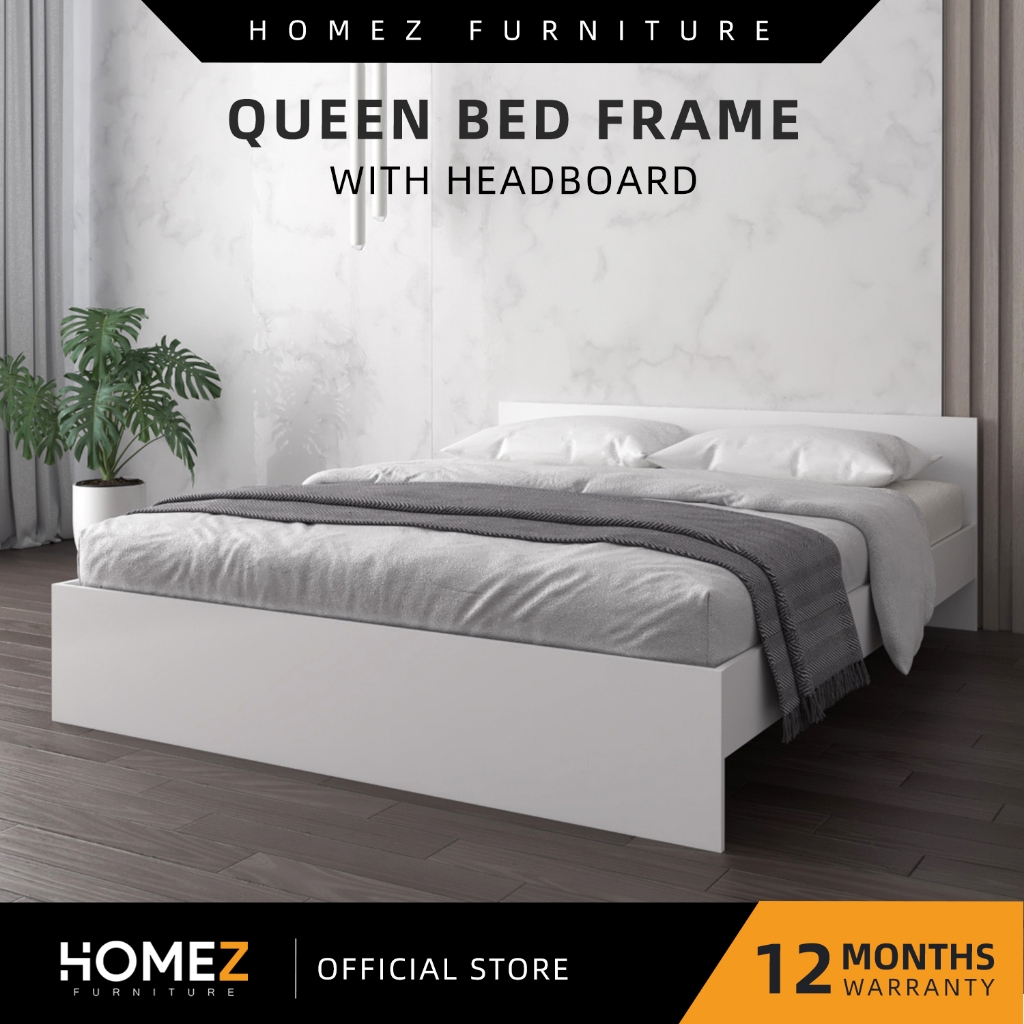 Homez Wooden Queen/Single Bed Frame with Headboard Durable Sturdy 15mm ...