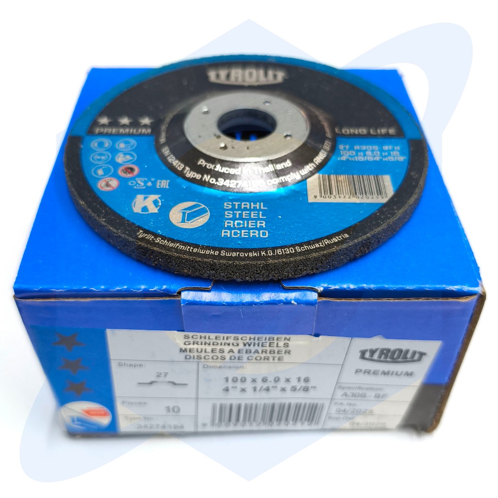 1Box=10Pcs Tyrolit Grinding Disc 4inch 100x6.0x16mm Long Life Premium ...