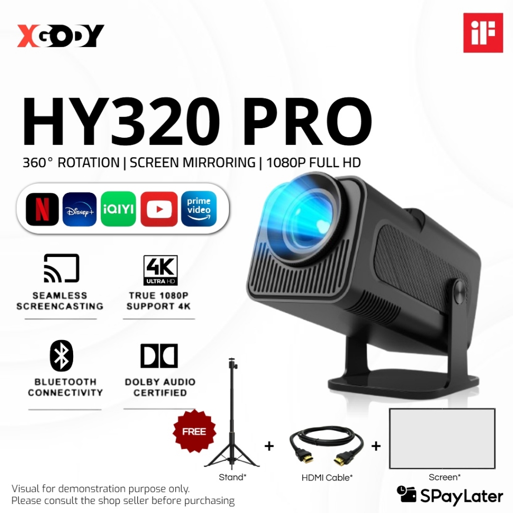 HY320 Projector 10000 Lumens 4K HD Support WIFI6 5G Autofocus Multi ...