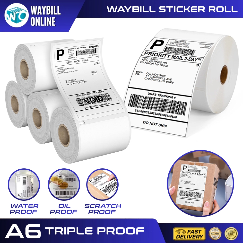 Waybill Sticker ROLL A6 Size TRIPLE PROOF 100x150mm Thermal Label Print ...