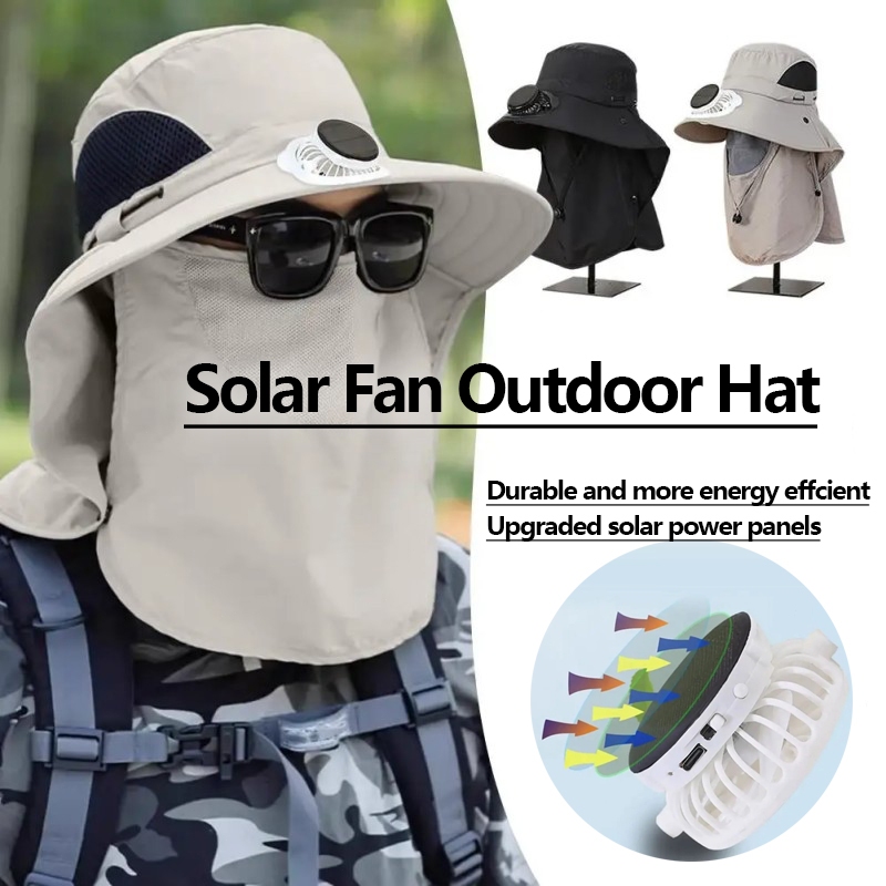 Solar Charging Fan Hat Working Outdoors Sunshade Sun Pot Picking Sun ...