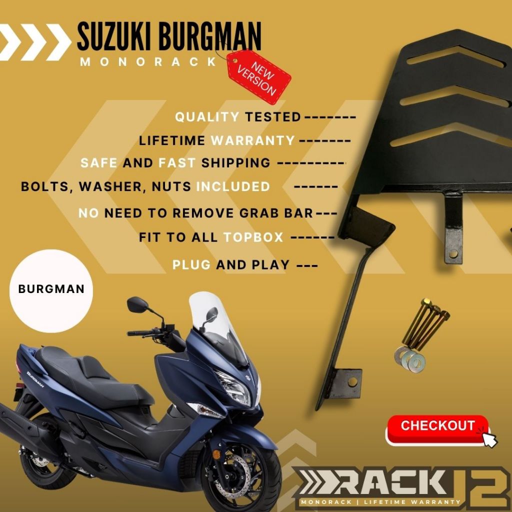 New Rackj2 Monorack Bracket For Suzuki Burgman Stay Grab Bar | Shopee Philippines