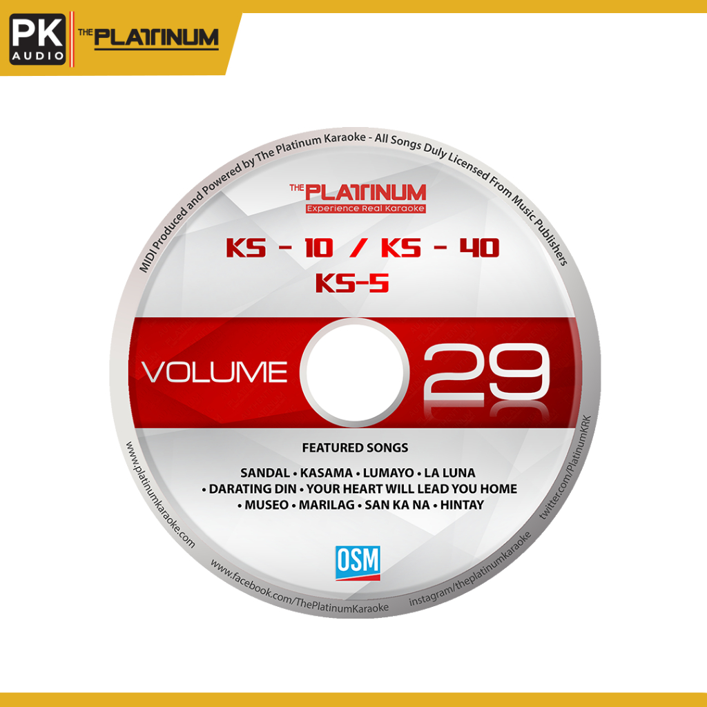 Platinum Karaoke Volume 29 CD for KS10/KS40/KS5/KS-1 | Shopee Philippines