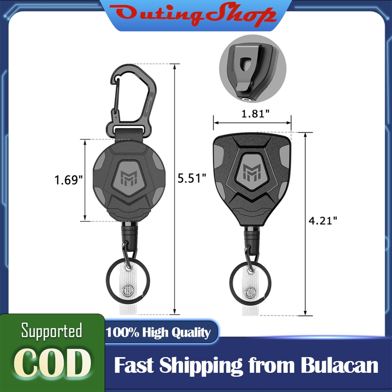 Heavy Duty Retractable Keychain with Steel Cord and Belt Clip for ...