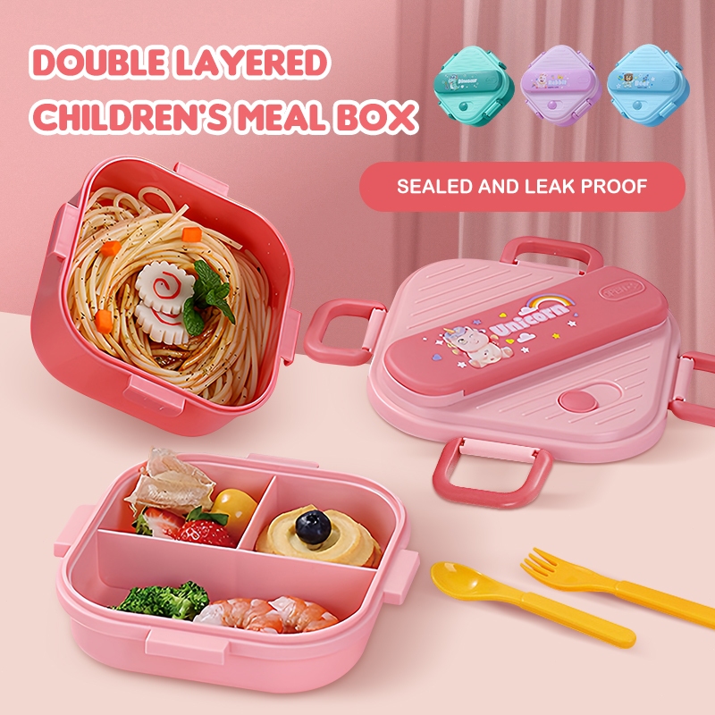 Bento Lunch Box Bouble Layer Stacked Microwave Tableware The Latest ...