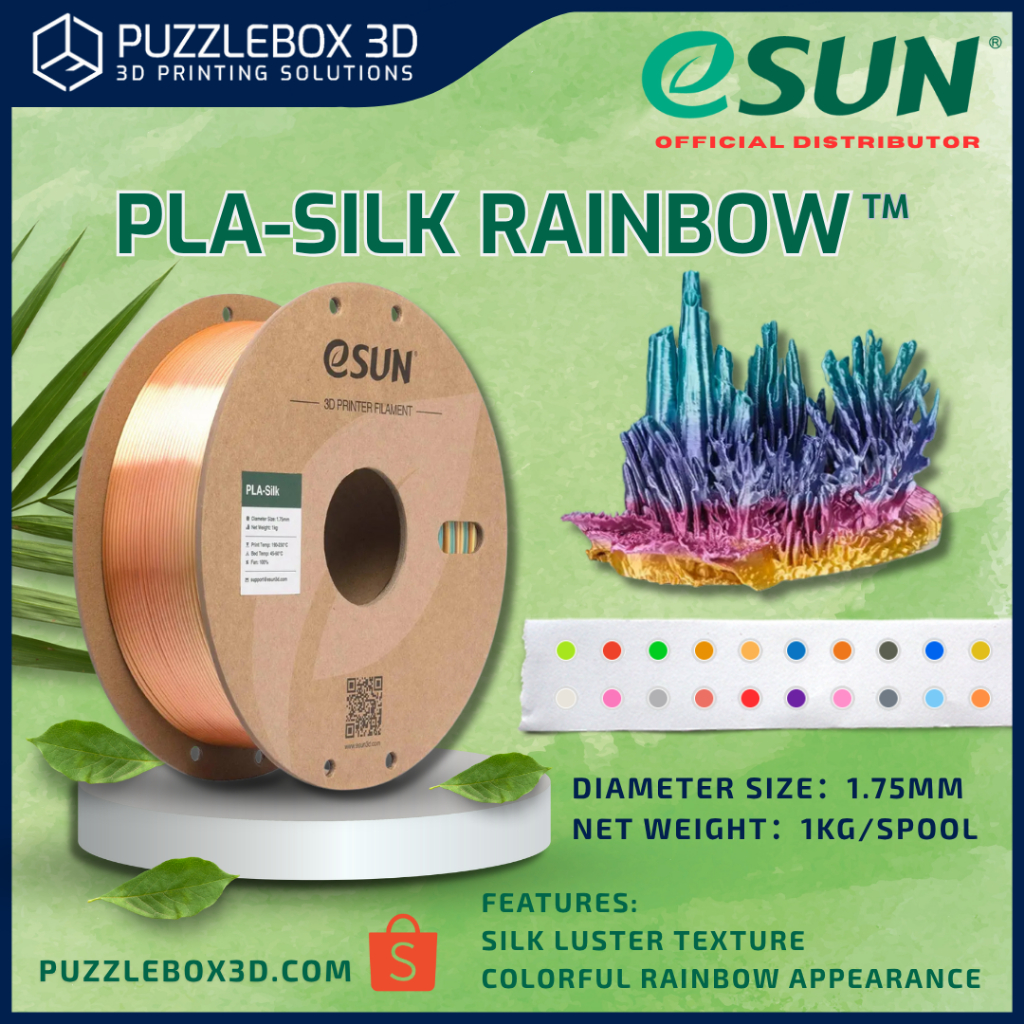 eSun PLA Silk Rainbow 3D Printing Filaments Colorful Rainbow Appearance ...