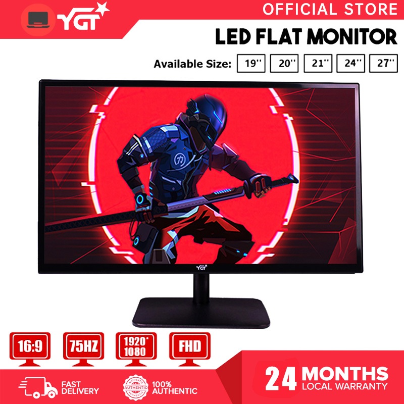 YGT SLIM FHD 19"/20"/21"/24"/27" LED Monitor Display 1080P 60Hz/75Hz ...