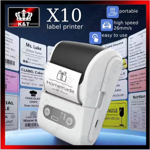 X10 Portable Wireless Bluetooth Thermal Printer Sticker Paper Printer ...