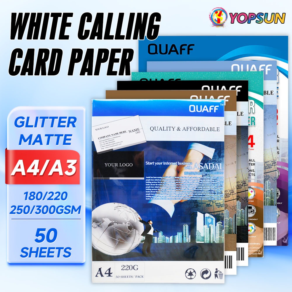 White Calling Card Paper A4/A3 180 | 220 | 250 | 300gsm (Matte) Glitter ...