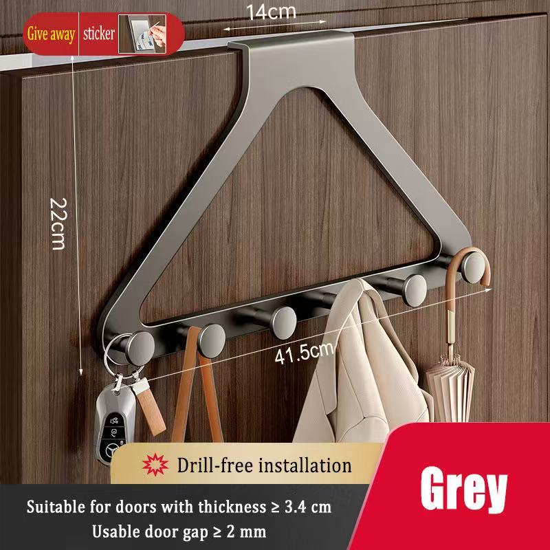 Hanging clothes rack behind triangular door, no need for punching ...