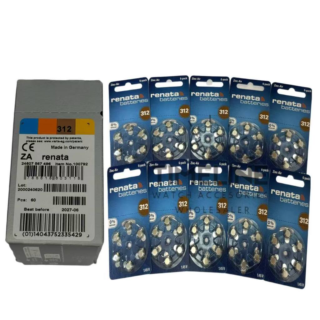 10pack 1box 312 PR41 Renata Original Zinc Air Battery 1.45v (1box ...