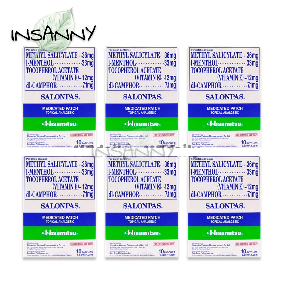 INSANNY ( SET OF 6 ) SALONPAS Medicated Patch (10 Patches) | Shopee ...