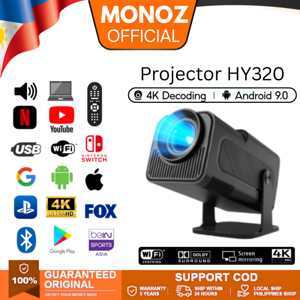 HY320 Pro 4K Smart Projector | Android 13, 1080P, Big LCD, Dual-Band ...