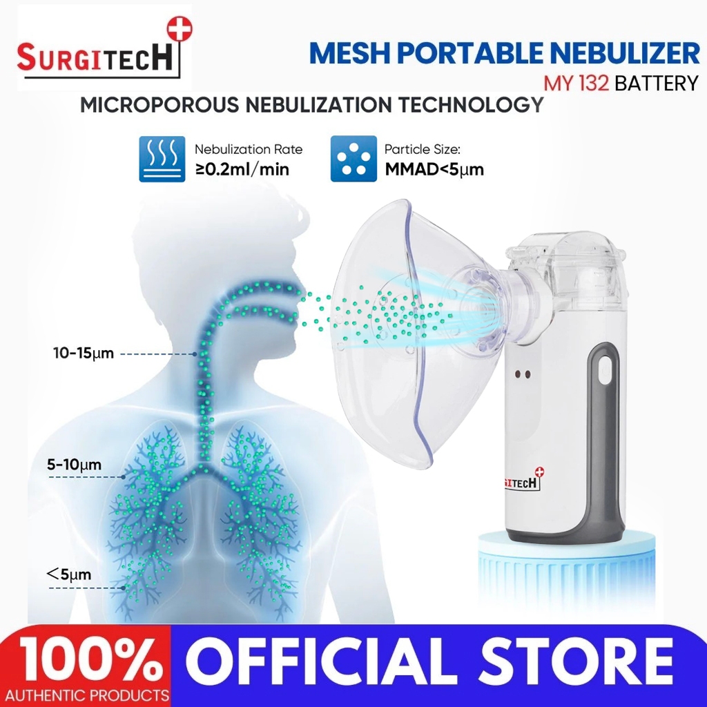 Surgitech GRAY Portable Ultrasonic Mesh Nebulizer for Asthma Kids and ...