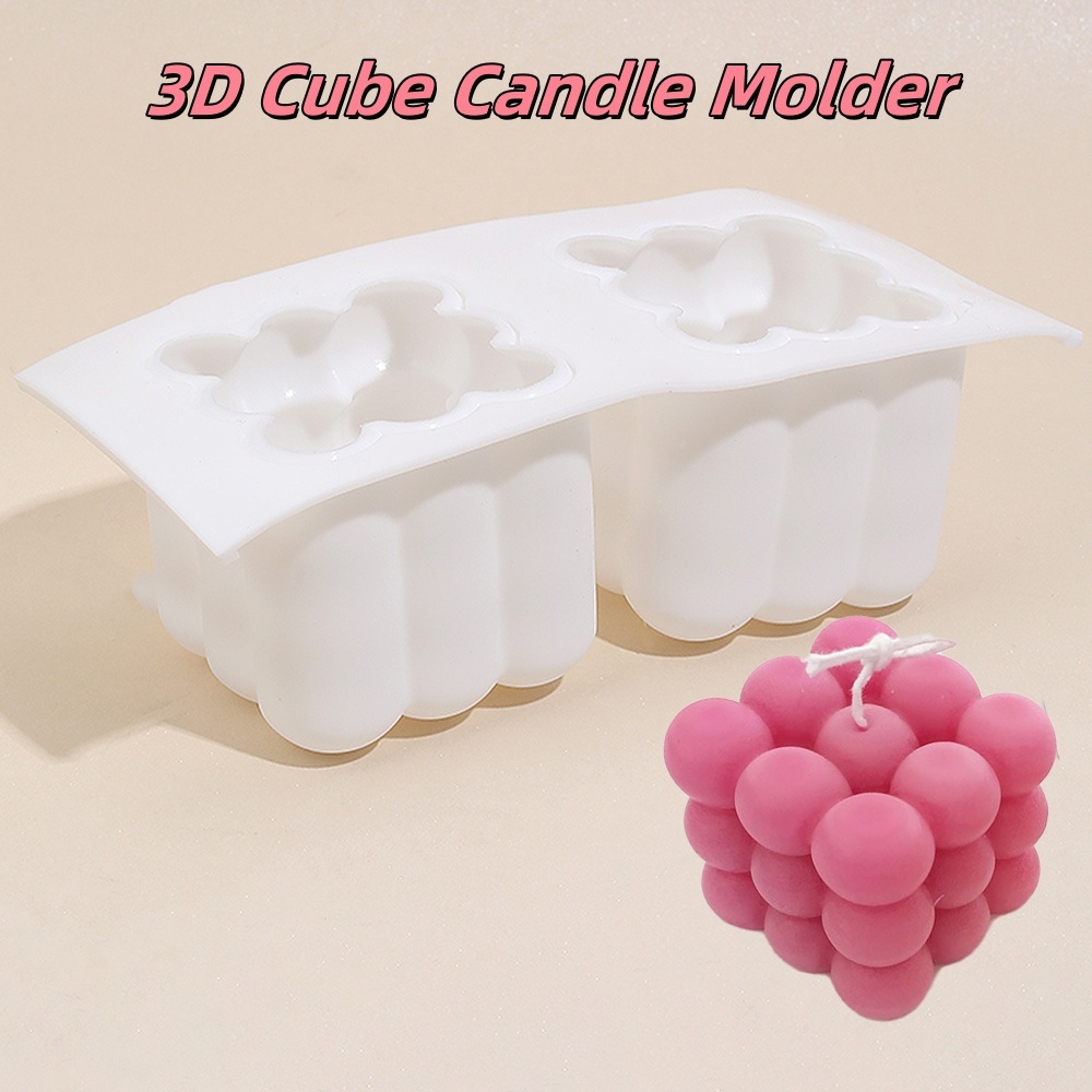 White 3D Cube Candle Molder with Convenient Demolding Silicone Mold ...