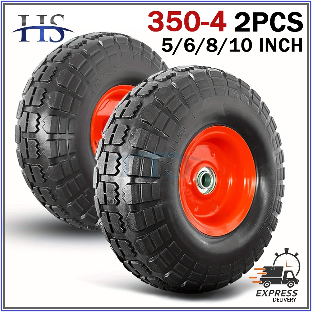 2PC Push Cart Steel Body Rubber Trolley Cart Wheels Heavy Duty 5 Inch ...