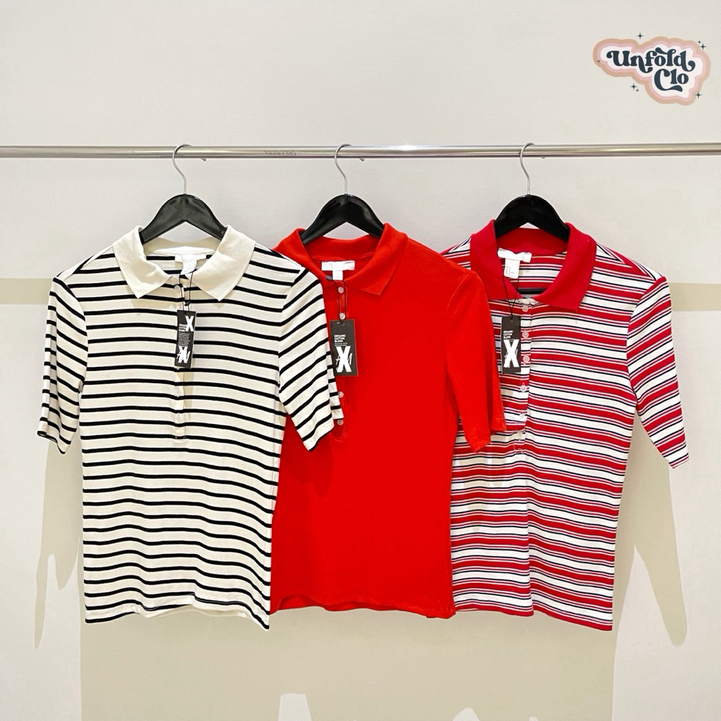 HM Button Down Ribbed Polo Shirt | Unfold Clo | Shopee Philippines