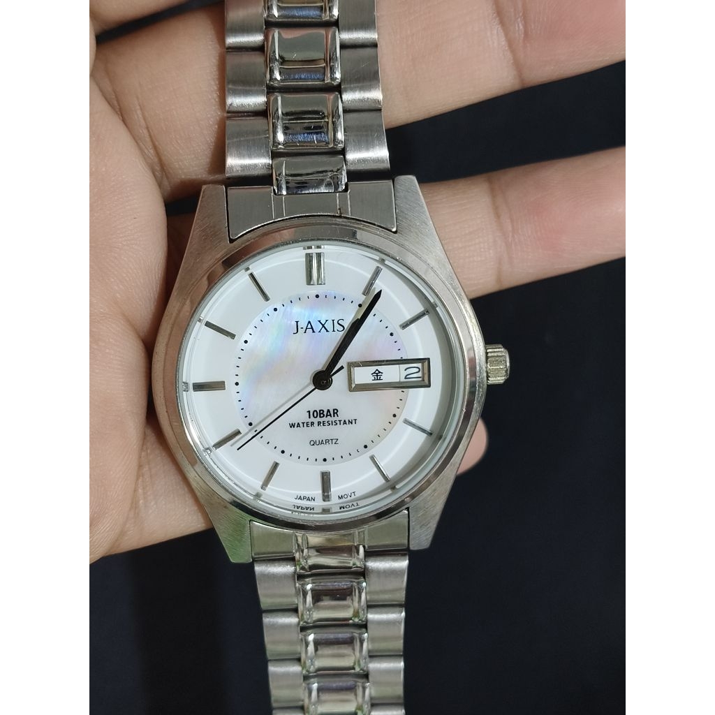 J axis Sunflame White Pearl Dial Big face Mens Watch Japan | Shopee ...
