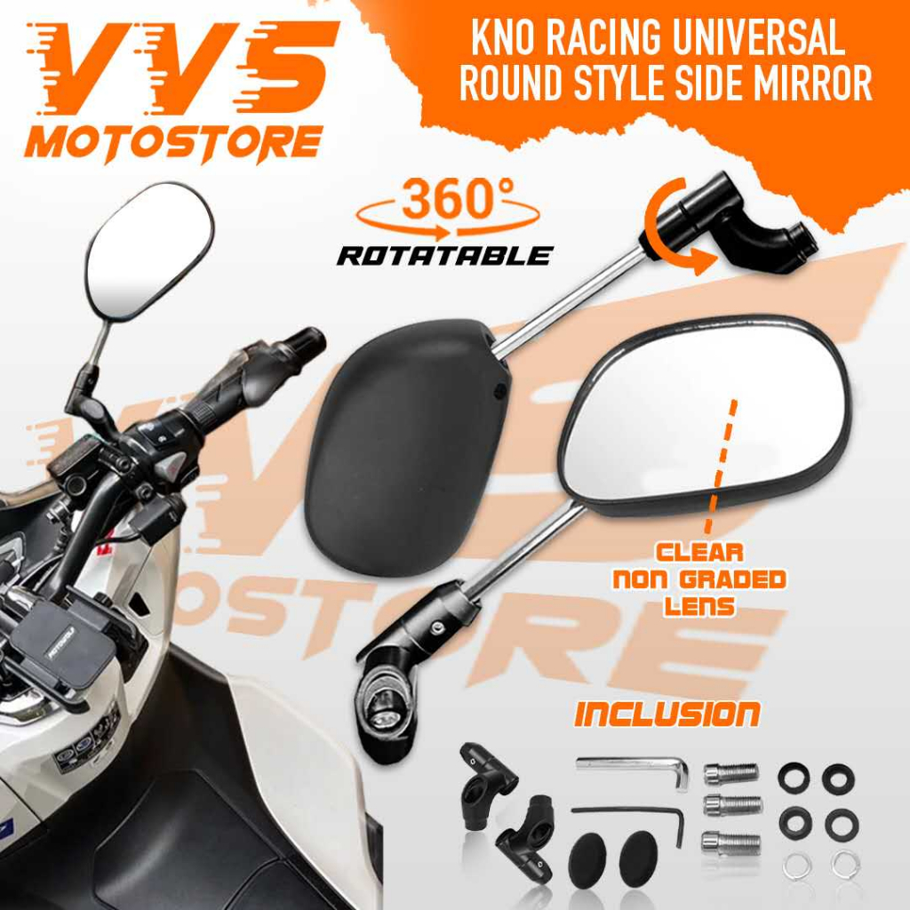 KNO Side Mirror Chrome Stem Yamaha Design Fully Adjustable 360° Rotation Universal | Shopee ...