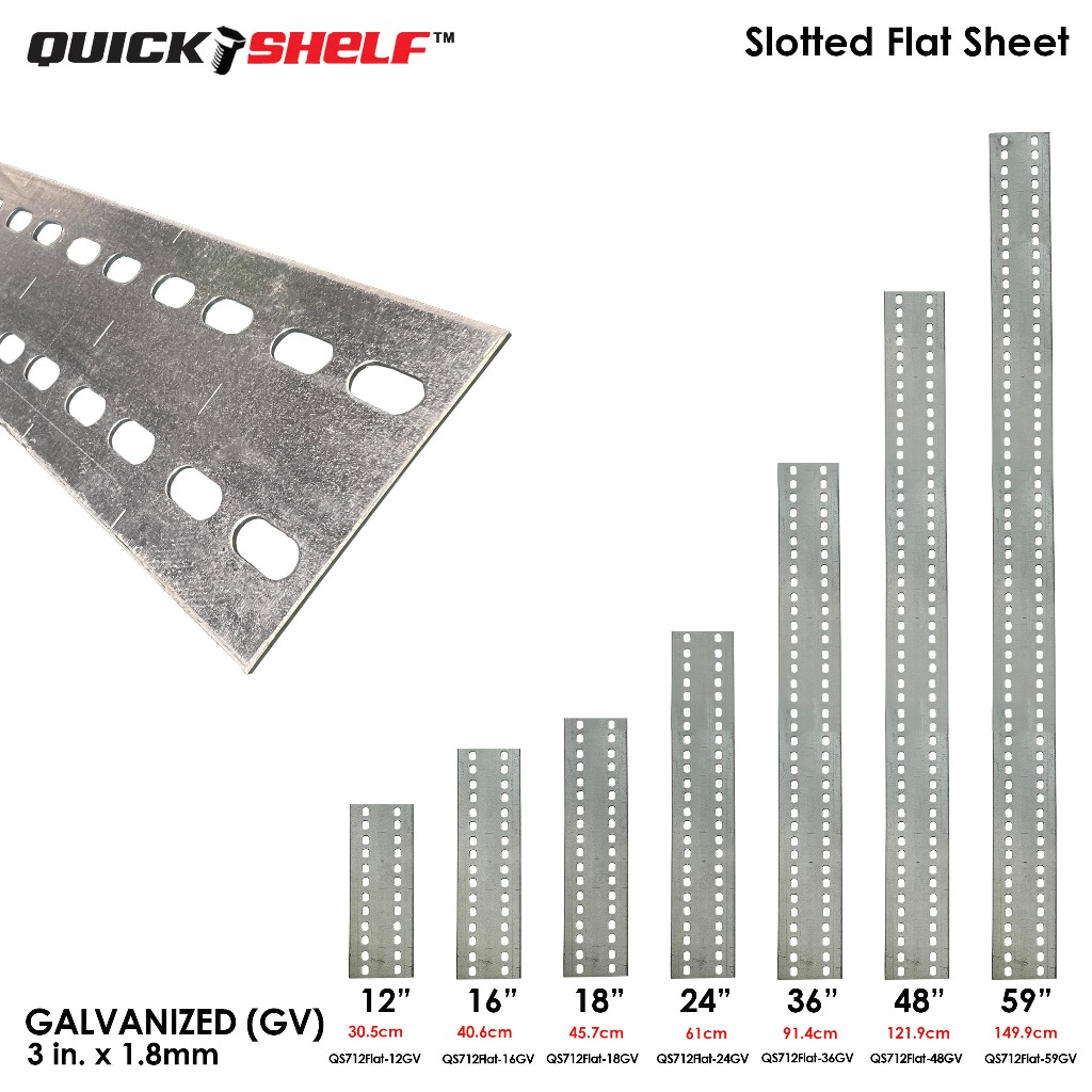 QuickShelf Slotted Flat Sheet (3in) 76 x 1.8mm QS712Flat Heavy-Duty DIY ...