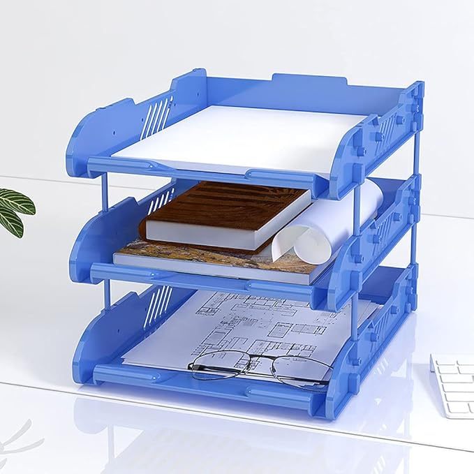 Storage File Tray Rack File Holder Plastic Large Capacity File Rack ...