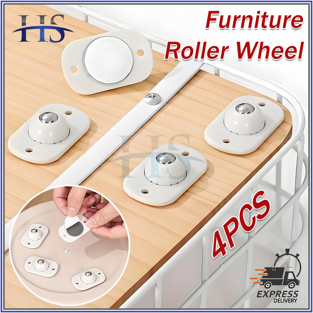 4PCS Self Adhesive Universial Wheels Casters 360° Rotatable Ball Pulley ...