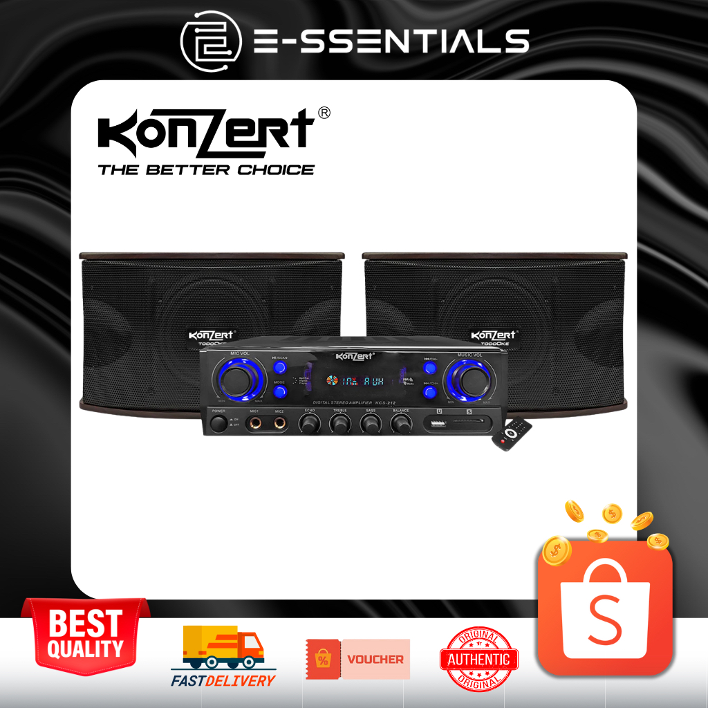 Konzert KCS-212 Karaoke Amplifier with Speakers – Bluetooth, FM, USB ...