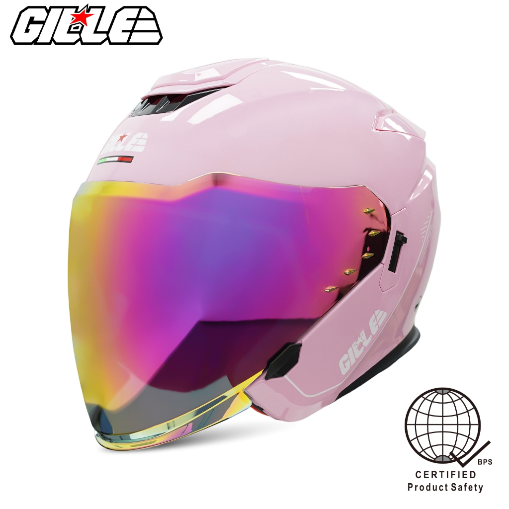 GILLE FF005 REVO Visage Half Face Helmet Gold Iridium Inner Visor ...