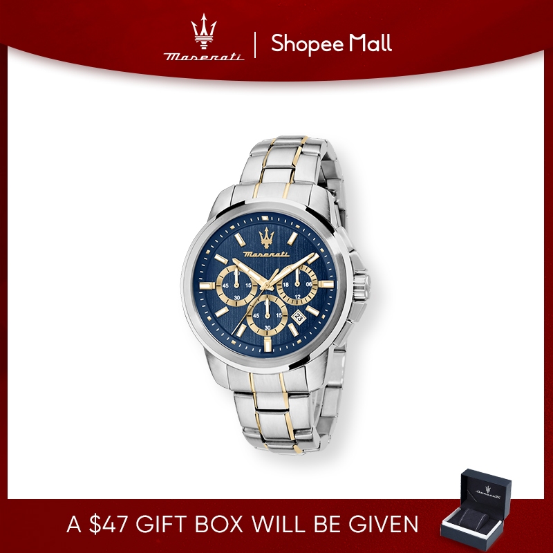 【2 Years Warranty】 Maserati Successo 44mm Blue Dial Men's Quartz Watch ...