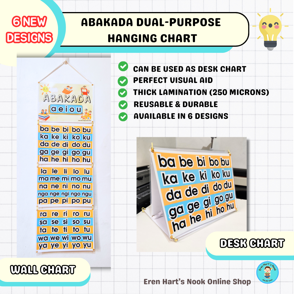 ABAKADA | LAMINATED HANGING WALL CHART| DESK CHART | FILIPINO VISUAL ...