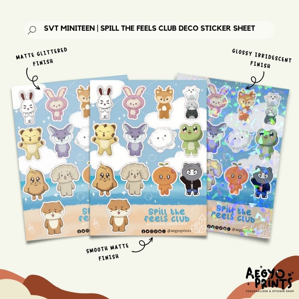 SEVENTEEN MINITEEN | Spill the feels Club Deco Sticker Sheet | Fan-made ...