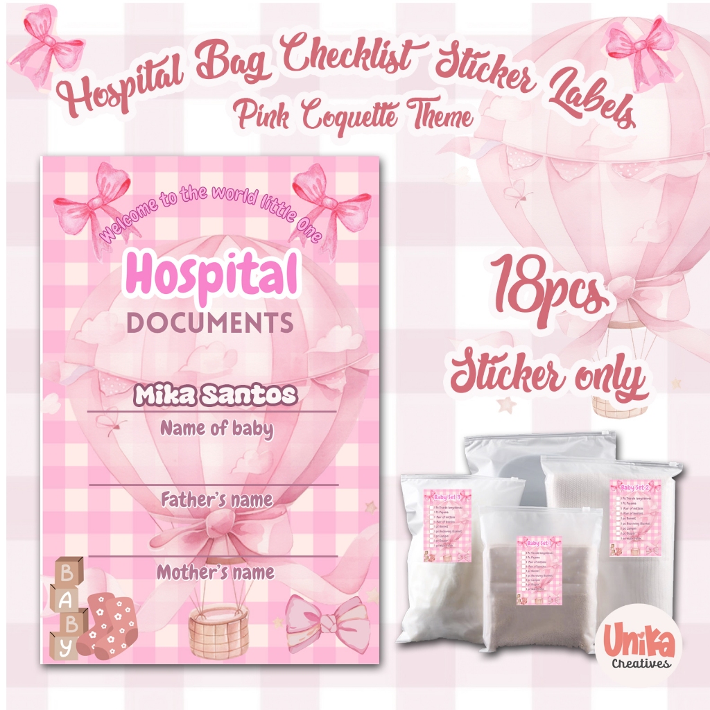 Hospital Bag Checklist Sticker Labels Personalized | Shopee Philippines