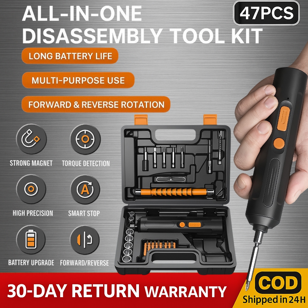 Cordless Electric Screwdriver 47PCS USB Rechargeable Mini Drill ...