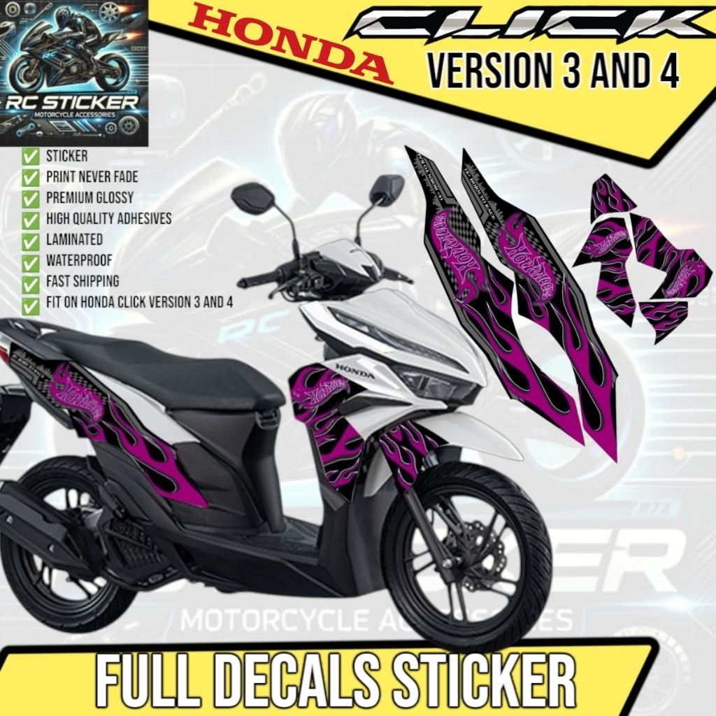 CLICK VERSION 3 AND 4 FULL DECALS STICKER HOT WHEEL DESIGN / CLICK V3 ...