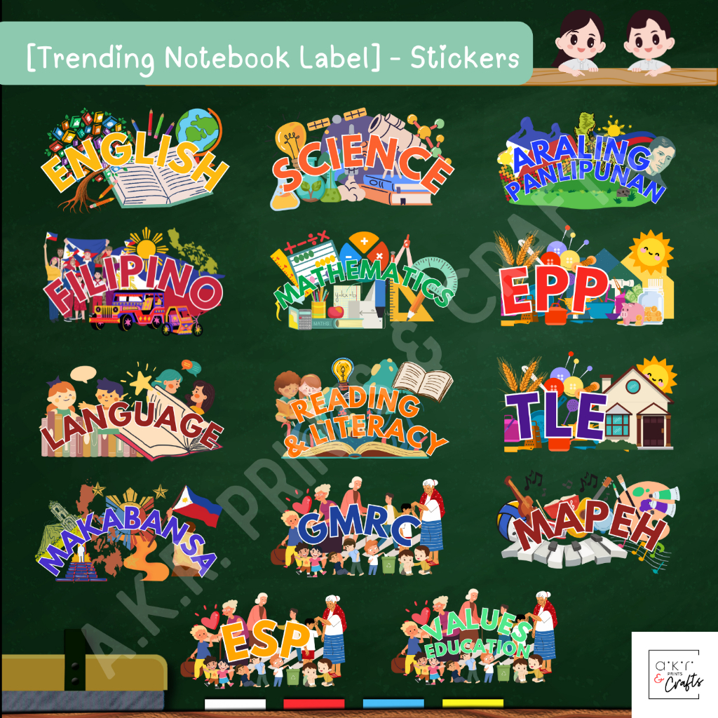 TRENDING NOTEBOOK LABELS for Grades 1-10 (Waterproof/Fadeproof ...