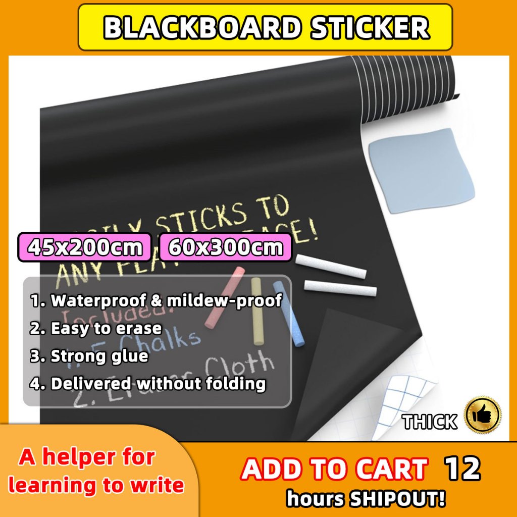 Waterproof Erasable Blackboard Stickers for Teaching 45*200CM | Shopee ...