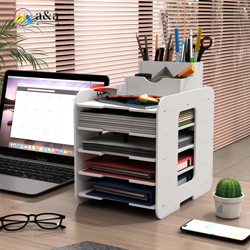 Multi-Layer Desktop File Storage Rack Office Large Capacity Double ...