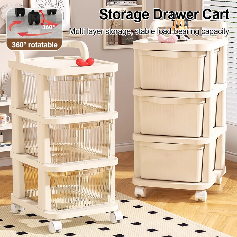 Multi-Layer Drawer Cabinet Stroller Trolley Cart Organizer With wheels ...