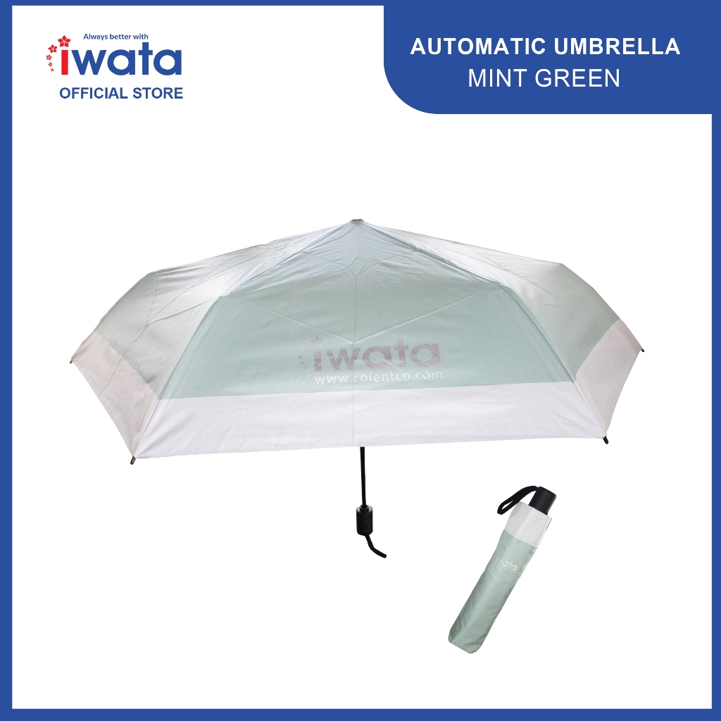Iwata Automatic Folded Sun / Rain Umbrella UV Design ( Mint Green ...