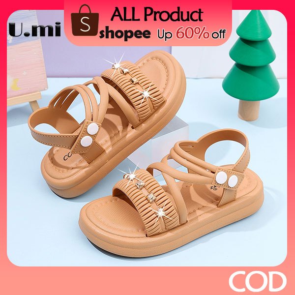 Umi Cute Girl Design Soft Sandals for Kids Girl Metallic Sequin ...