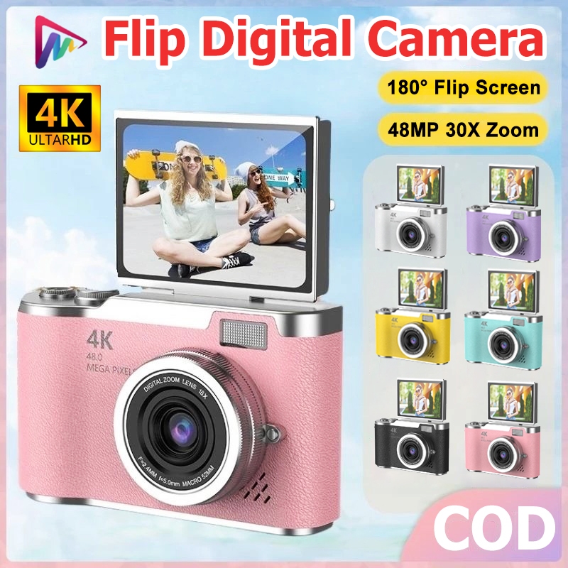 4K HD Digital Camera For Photography Flip Screen 180° Selfie 48MP 30X ...