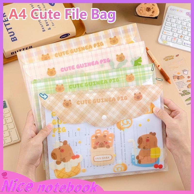 A4 Cute Transparent Waterproof Folder With Snap Large Capacity File Bag ...