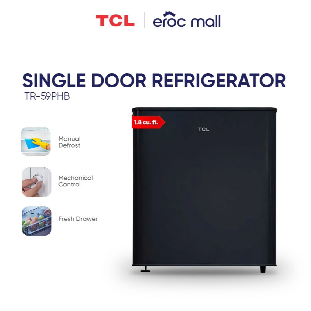 TCL 1.8 cu.ft. Single-Door Refrigerator - TR-59PHB REF (Black) | Shopee ...