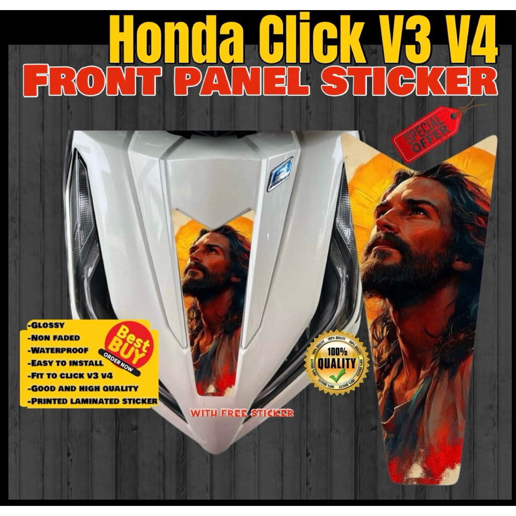 Honda Click V3 Team Jesus Front Cover Sticker Printed Laminated 4072